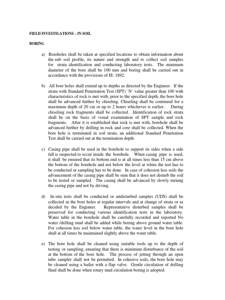 Field Investigations - in Soil | Download Free PDF | Borehole ...