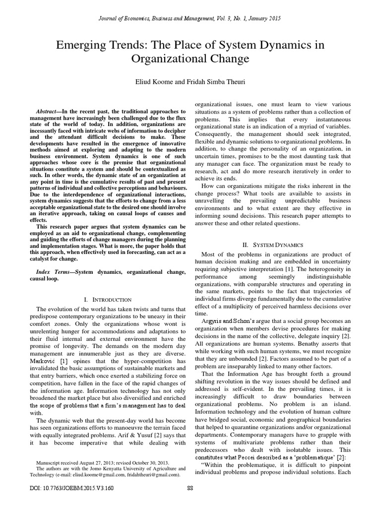 System Dynamics in Organizational Change | PDF | System | Causality