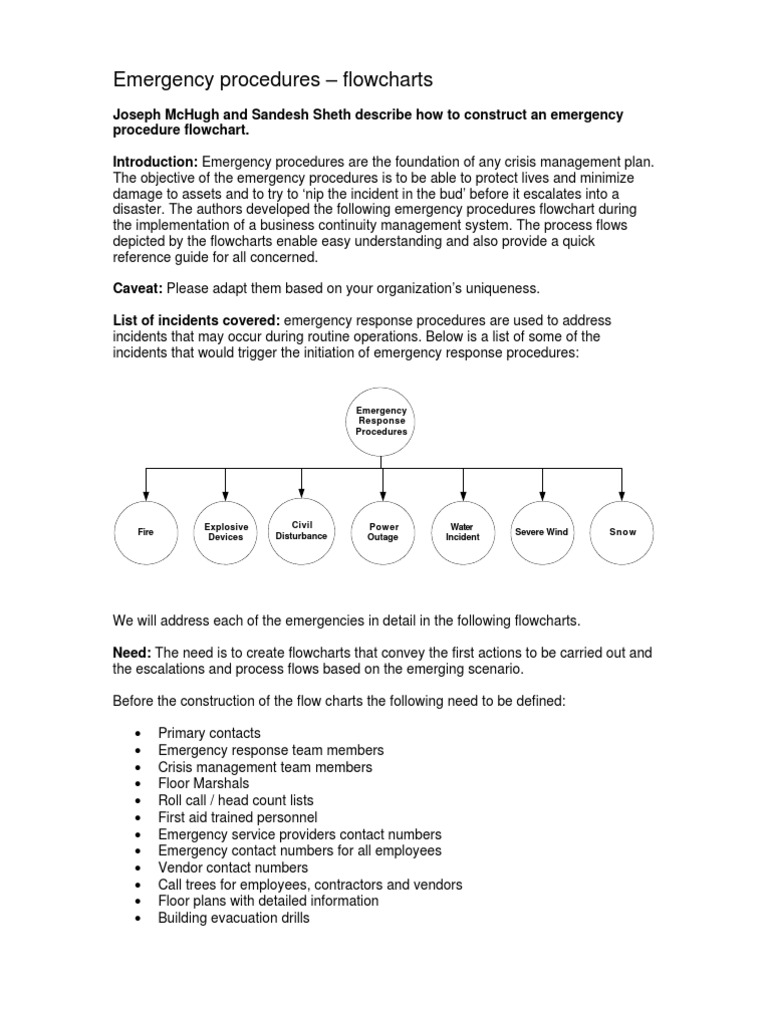 Emergency Procedures Flowcharts 1 | PDF