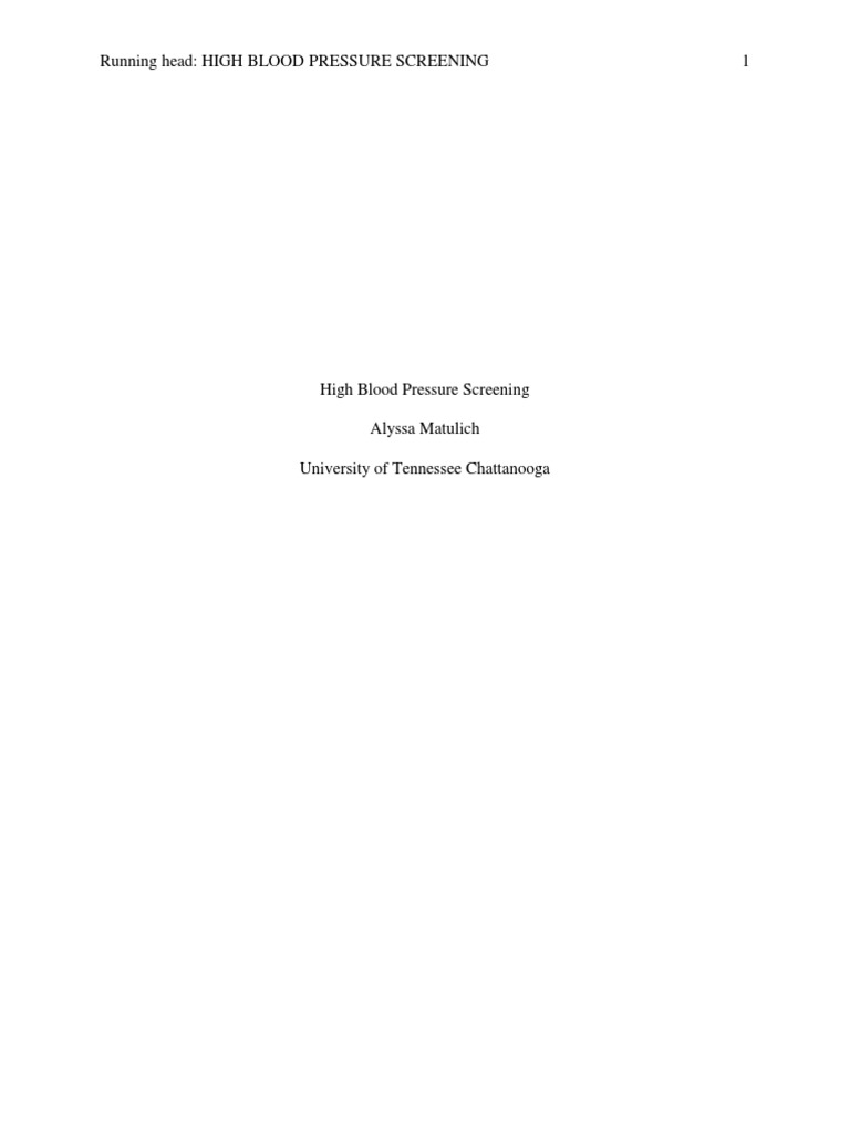 High Blood Pressure Screening | PDF | Hypertension | Cardiovascular ...