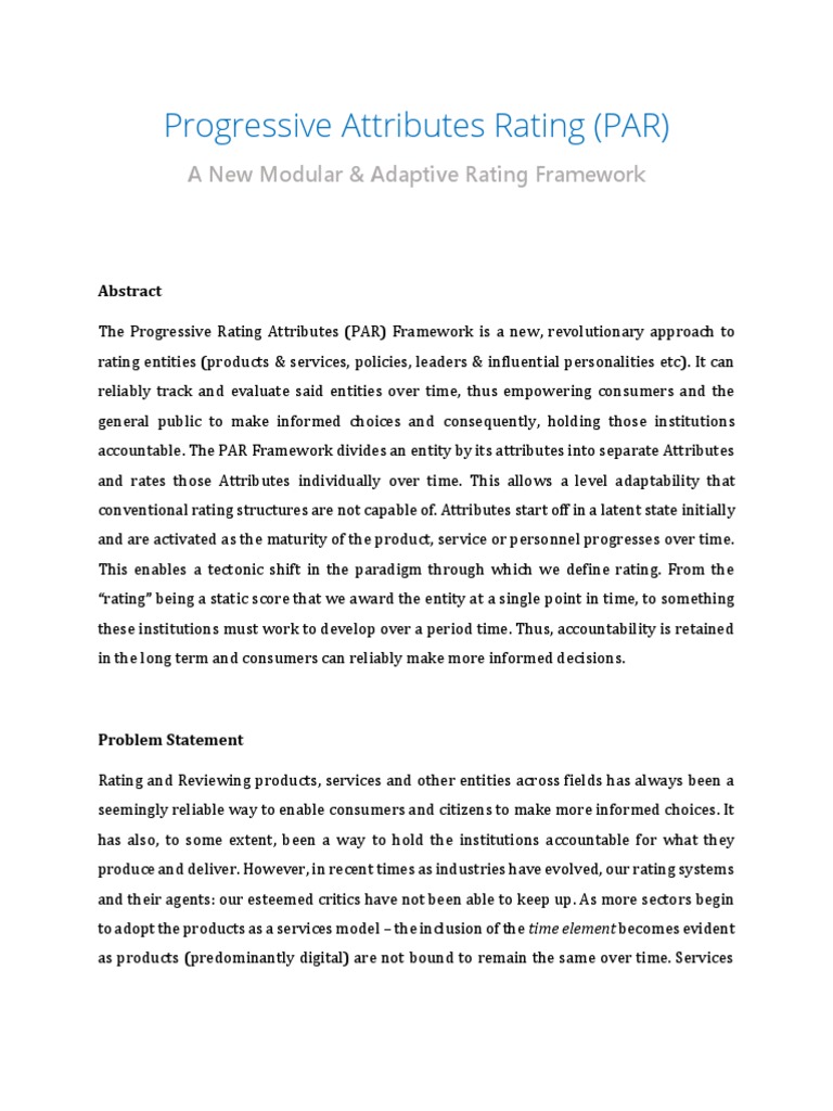 Progressive Attributes Rating (PAR) Framework | PDF | Software Release ...