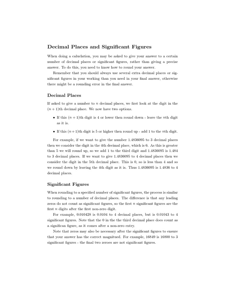 Rounding DP and Sig Fig | PDF