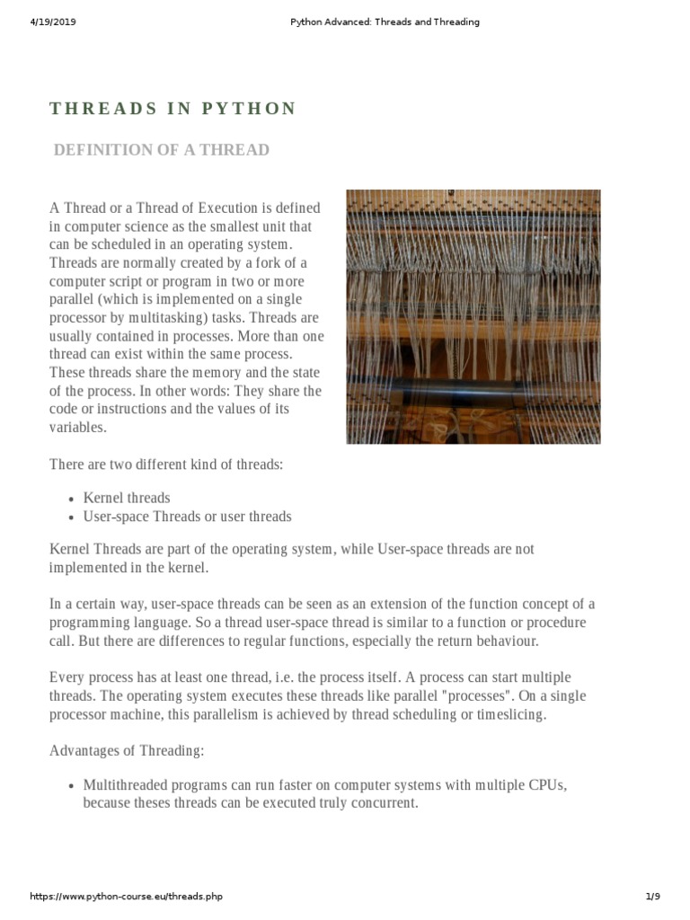 Python Advanced - Threads and Threading | PDF | Process (Computing ...