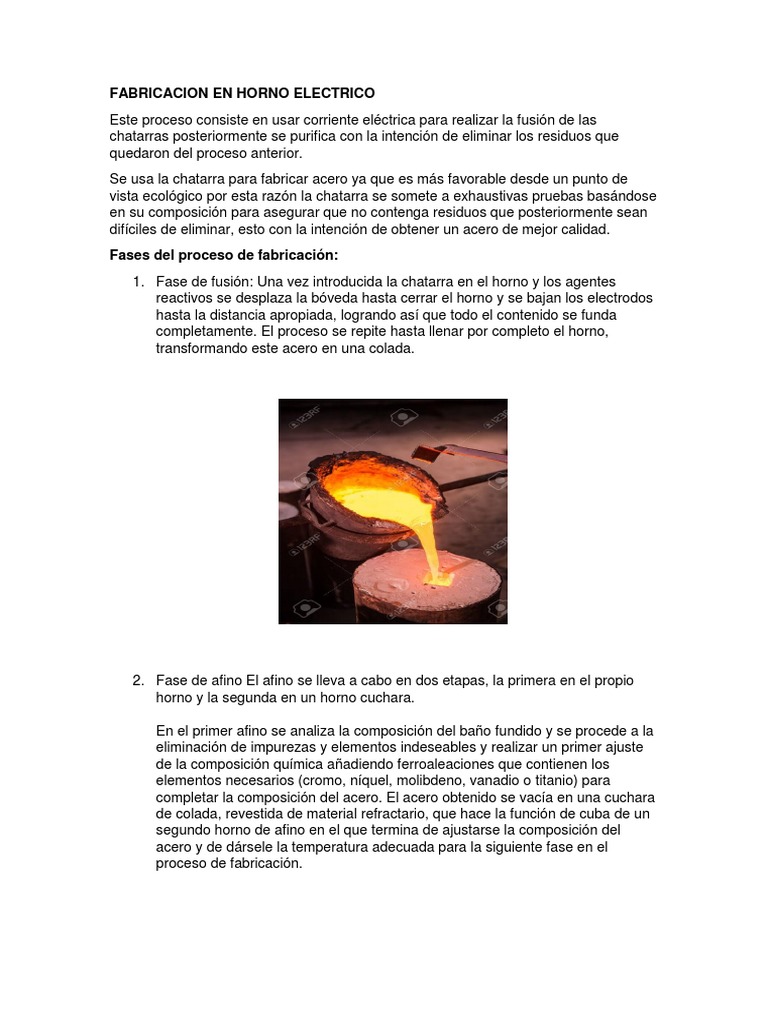 Proceso de fabricación de acero en horno eléctrico y sus aplicaciones ...