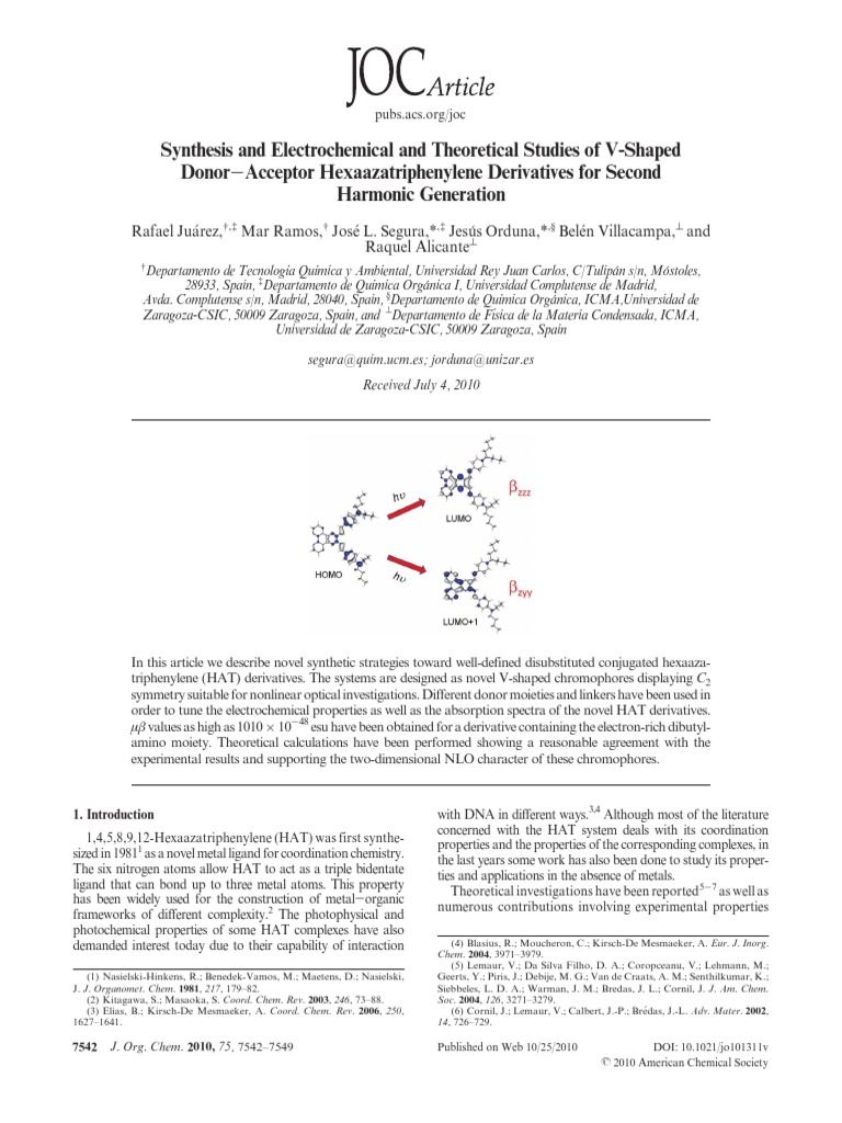 Synthesis and Electrochemical and Theoretical Studies of V-Shaped Donor ...