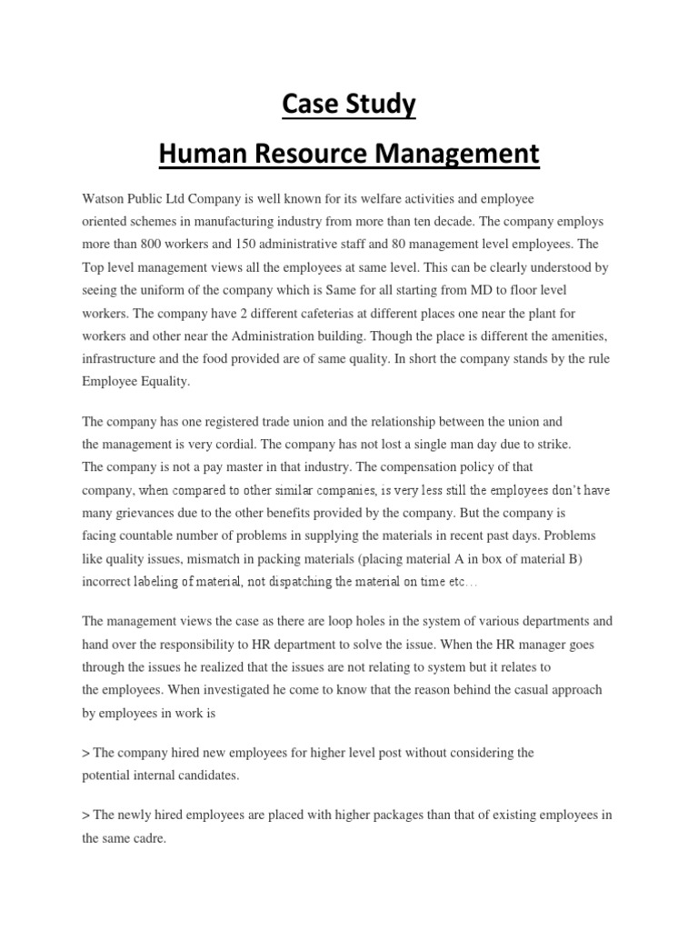 Case Study of HRM | PDF | Employment | Human Resource Management