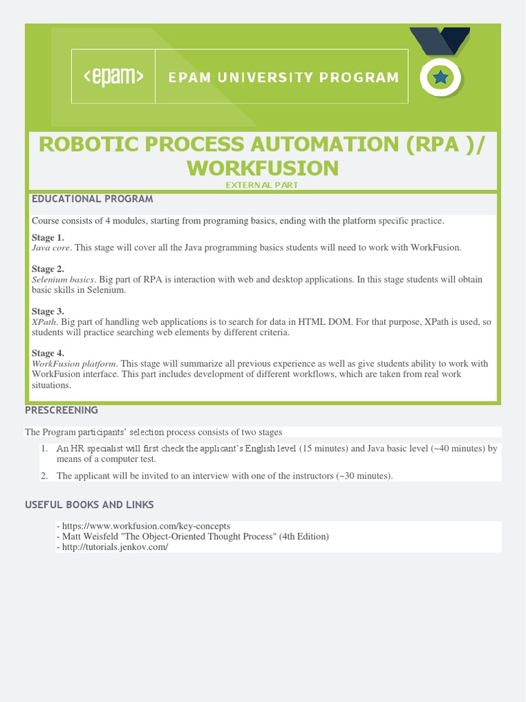 Learn RPA Development with WorkFusion's 4-Module Course | PDF