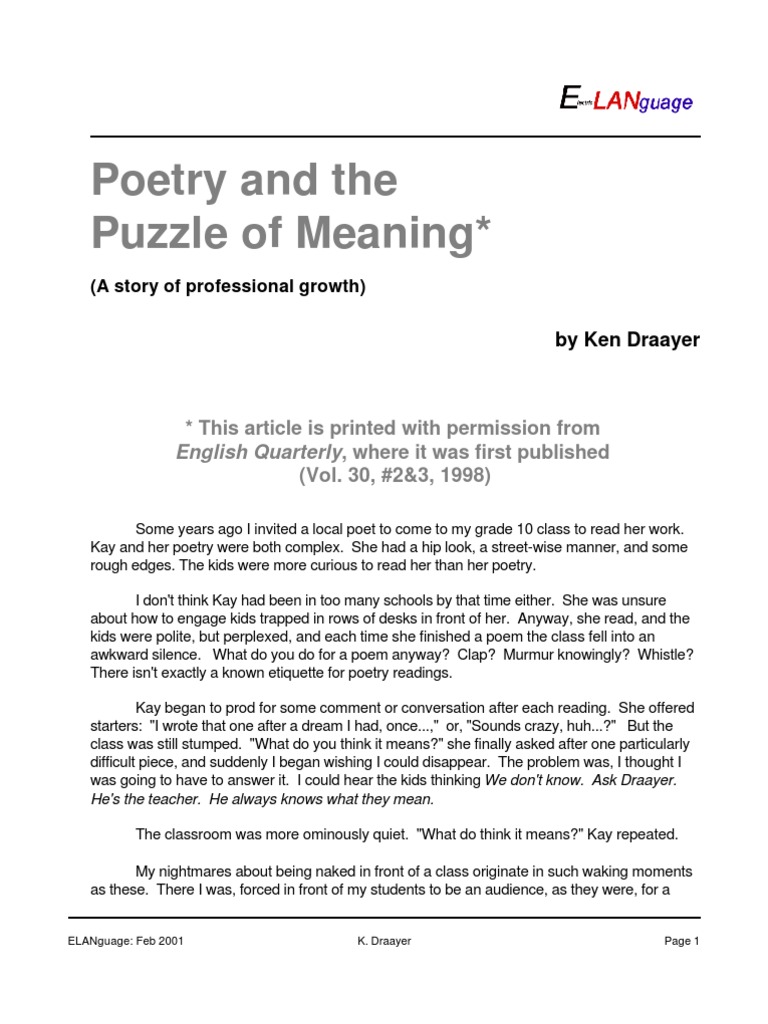 Teaching Poetry Through Observation | PDF | Poetry | Reading (Process)