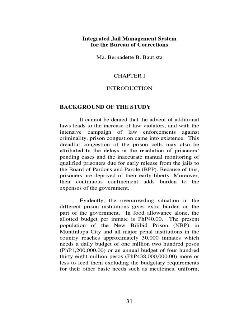 Integrated Jail Management System For The Bureau of Corrections | PDF ...