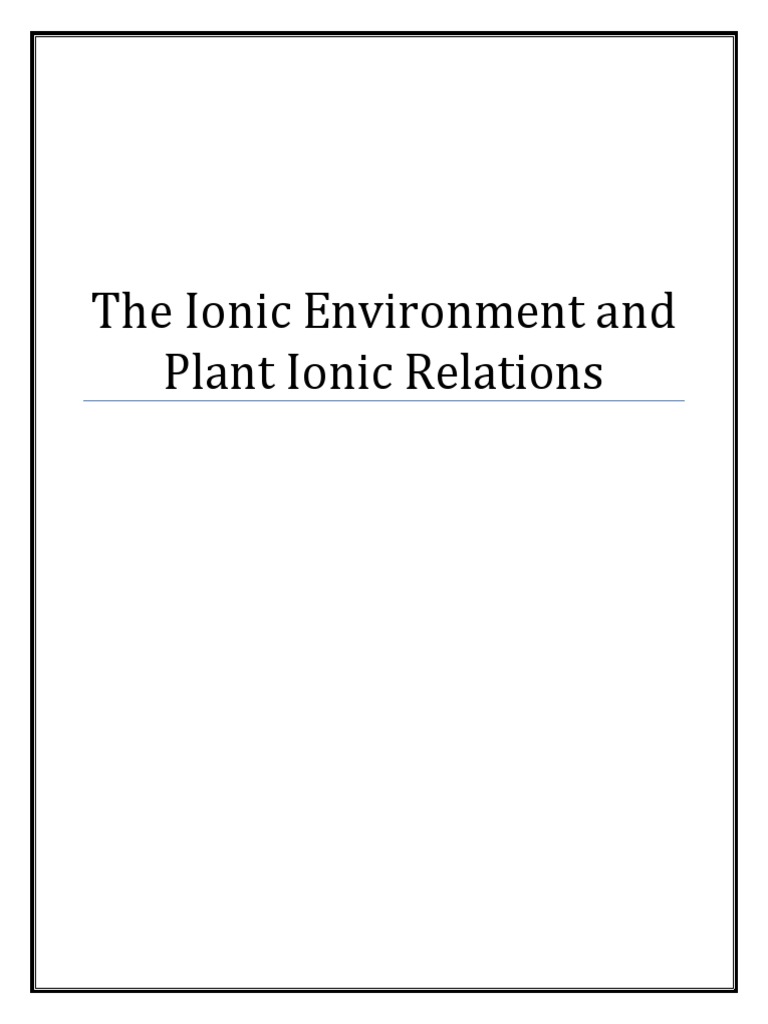 The Ionic Environment and Plant Ionic Relations | PDF | Root | Signal ...