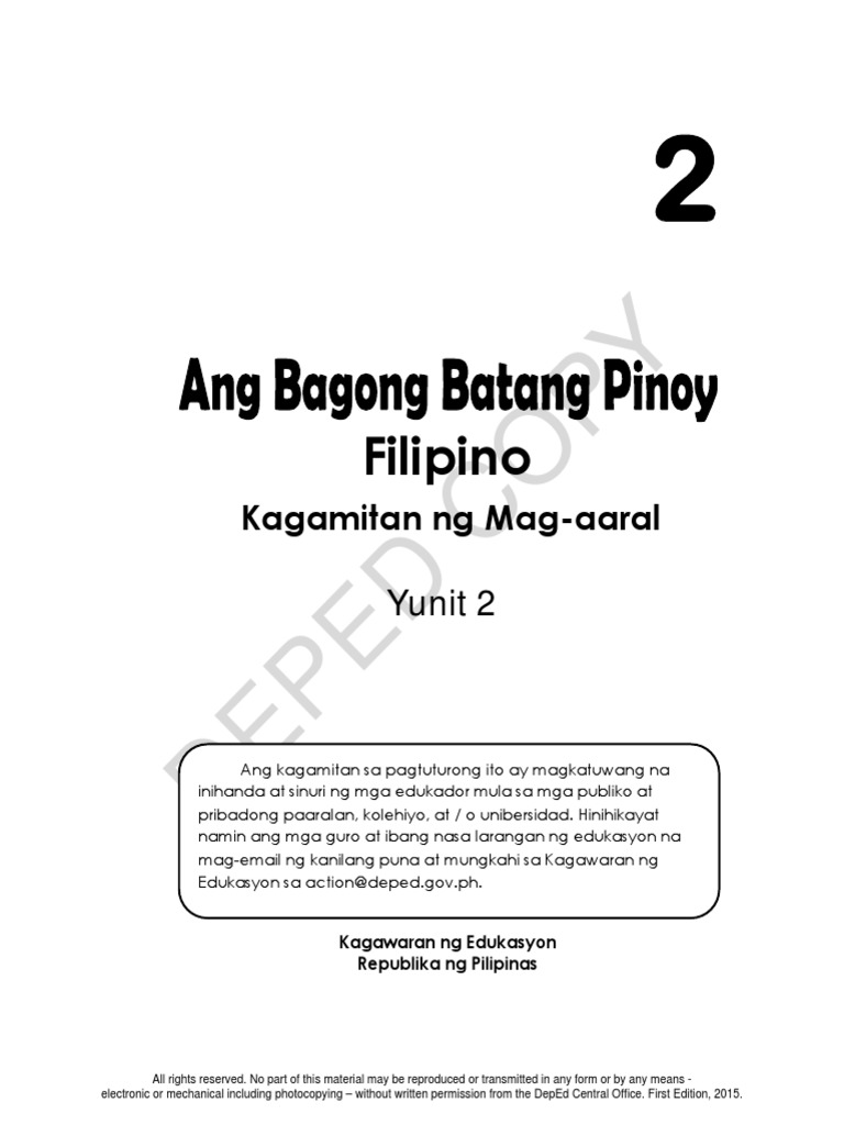 Filipino 2 Tagalog Unit 2 Learner's Material PDF | PDF