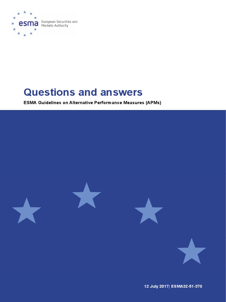 Questions and Answers: Esma Guidelines On Alternative Performance Measures (Apms) | PDF ...
