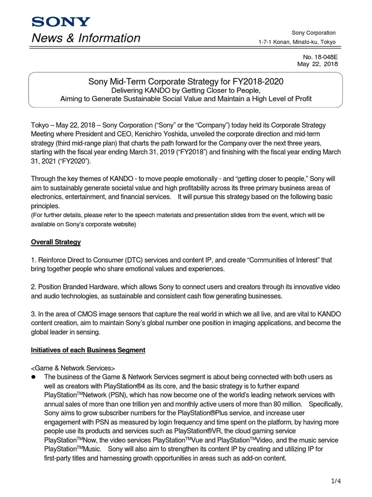 Sony | PDF | Sony | Investor