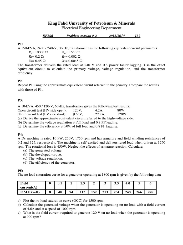 Ee306 Problem Session 2 132 | PDF