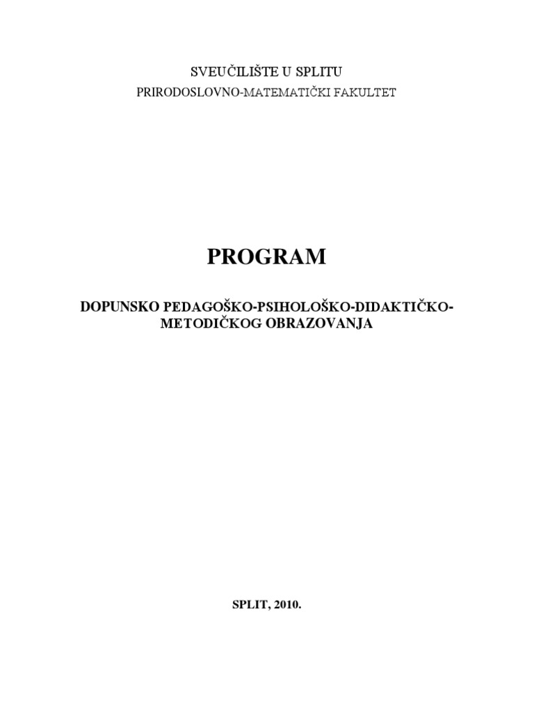DPPDMO-Nastavni Plan I Program-2010 PDF | PDF