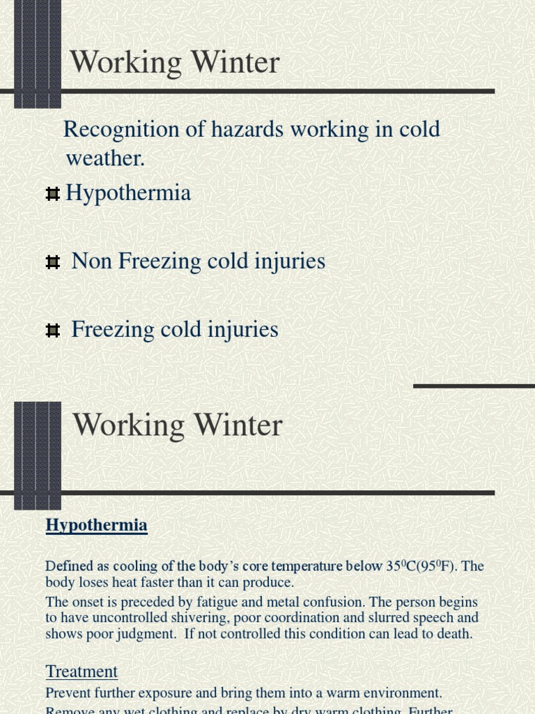 Cold Weather Work Safety Guide | PDF | Hypothermia | Clothing