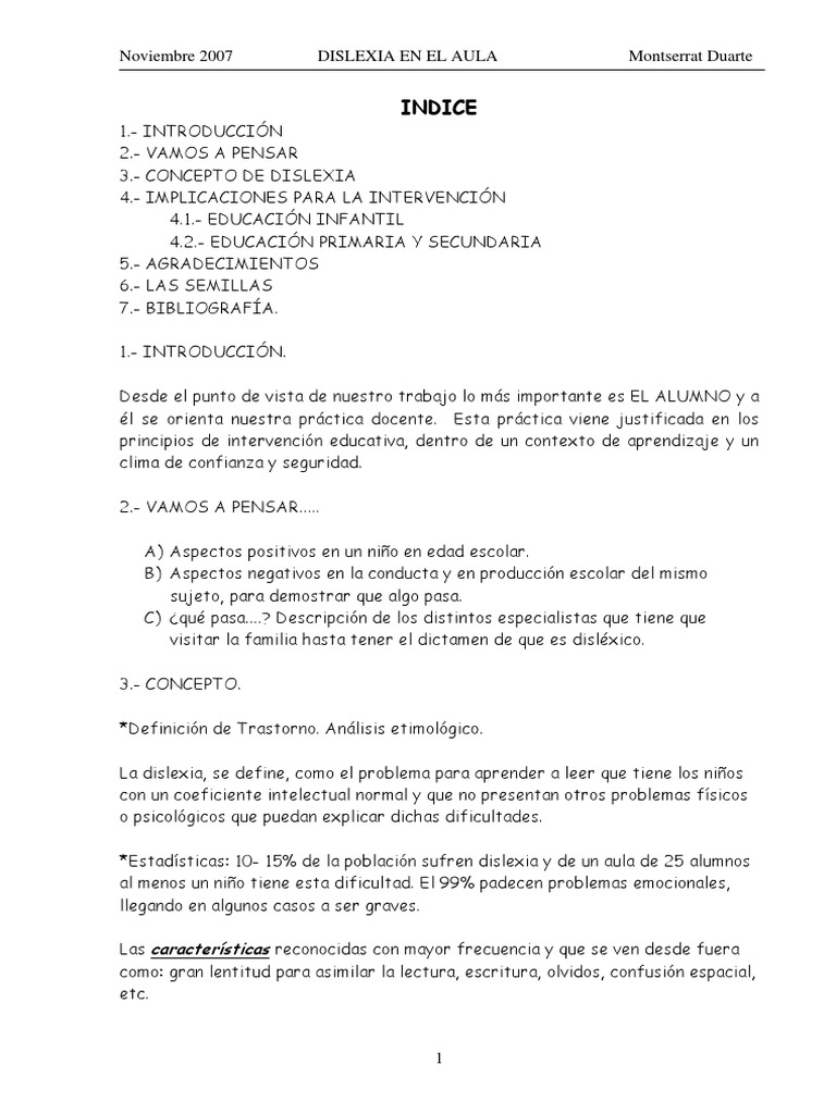 Dislexia En El Aula Pdf Dislexia Salón De Clases