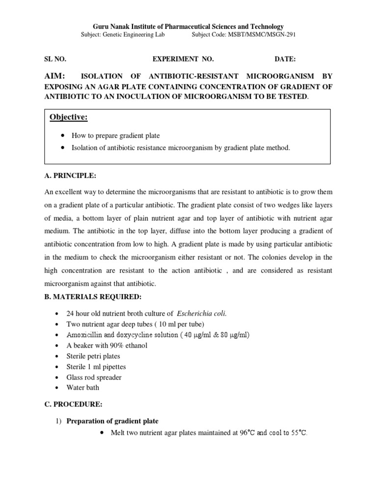 1 Gradient Plate Method | PDF | Growth Medium | Agar