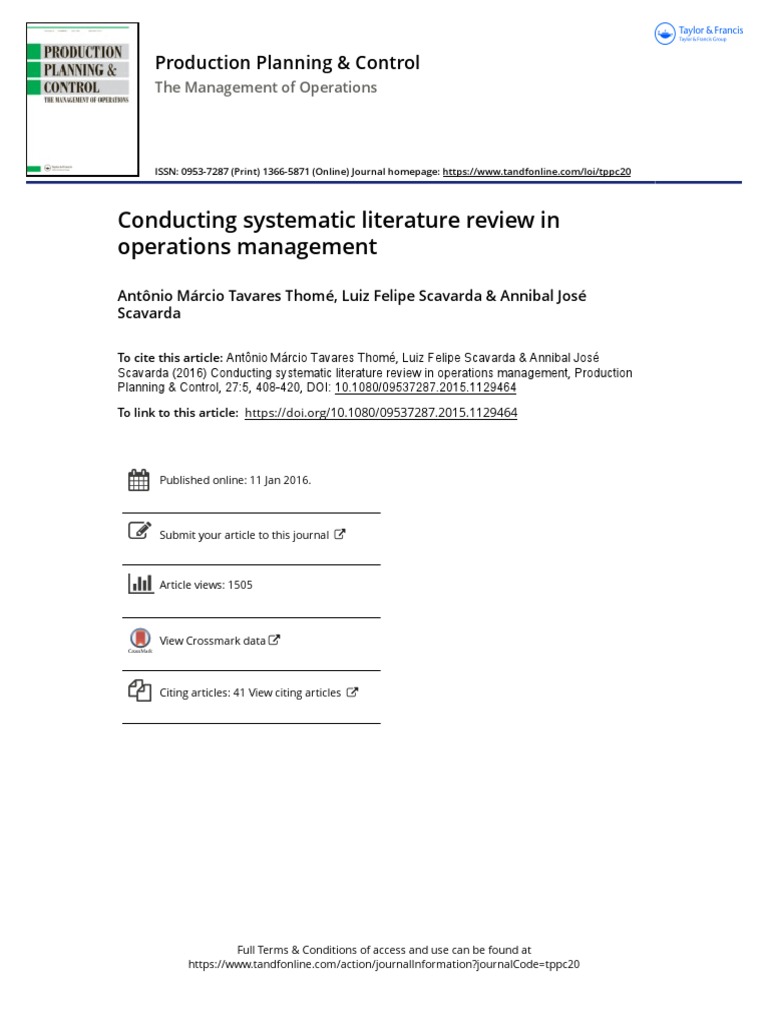Conducting Systematic Literature Review in Operations Management ...