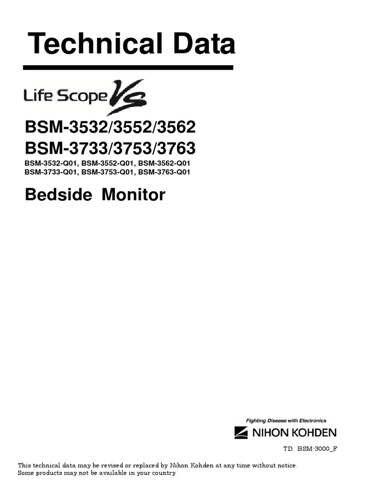 Eng BSM 3000 Specs | PDF | Monitoring (Medicine) | Blood Pressure
