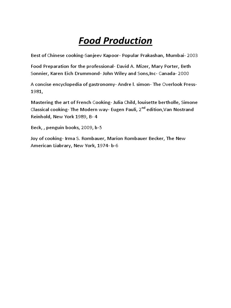 Food Production Theory and Practices | PDF | Chef | Foods