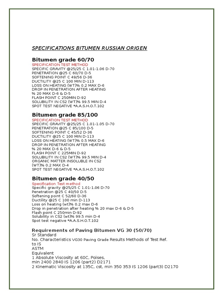 Bitumen Specifications | PDF | Viscosity | Continuum Mechanics