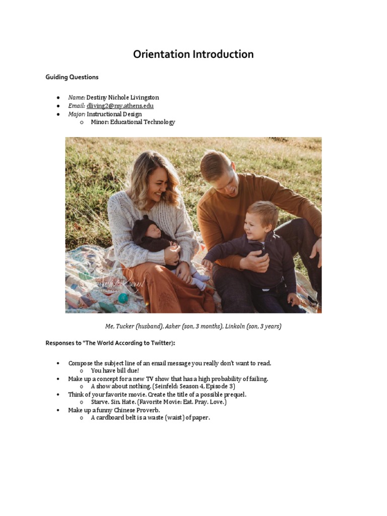 Orientation Introduction: Guiding Questions | PDF