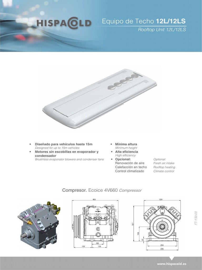 Ficha Tecnica Equipo Hispacold | PDF | Ingeniería Termodinámica ...
