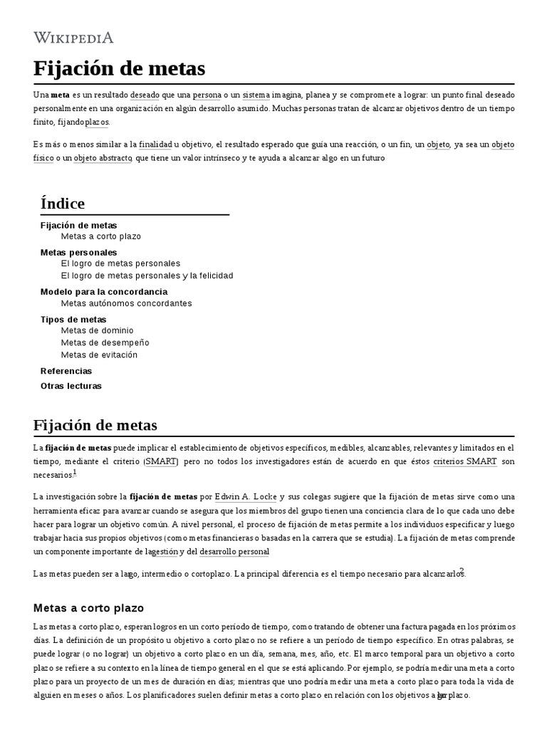 Fijación de Metas | PDF | Objetivo | Psicología clínica