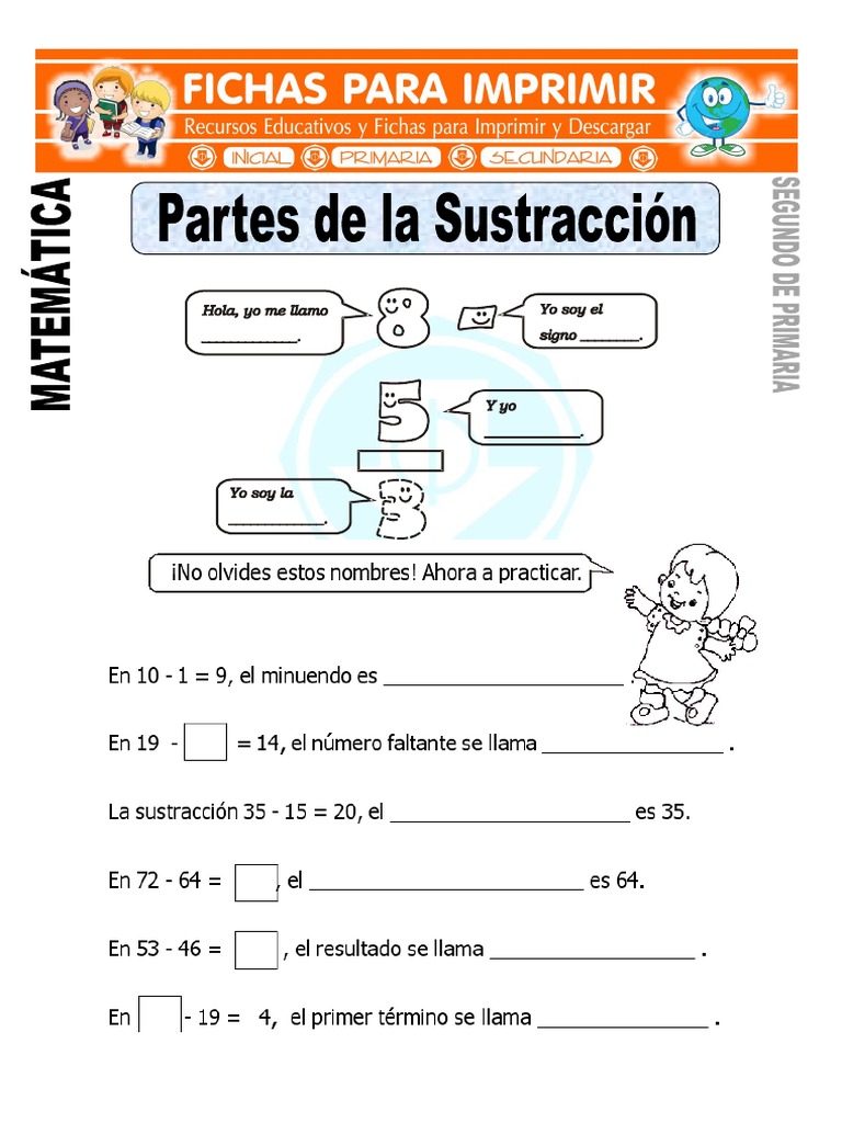 Hojas De Trabajo De Repaso De Resta De Segundo Grado Fichas De