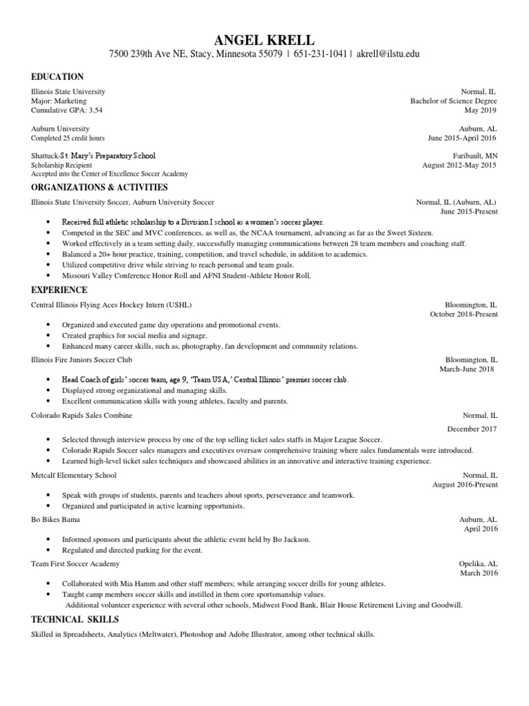 Resume Angel Krell | PDF | Learning | Sports