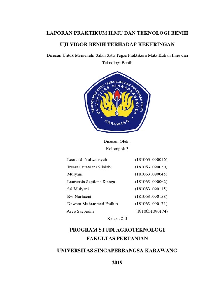 Laporan Praktikum Uji Vigor Benih THD Kekeringan Kelompok 3 | PDF
