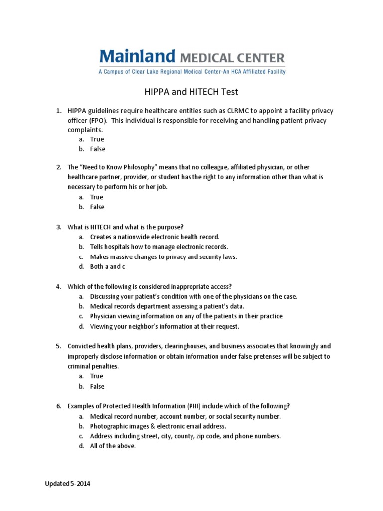 Hippa test | Health Insurance Portability And Accountability Act ...