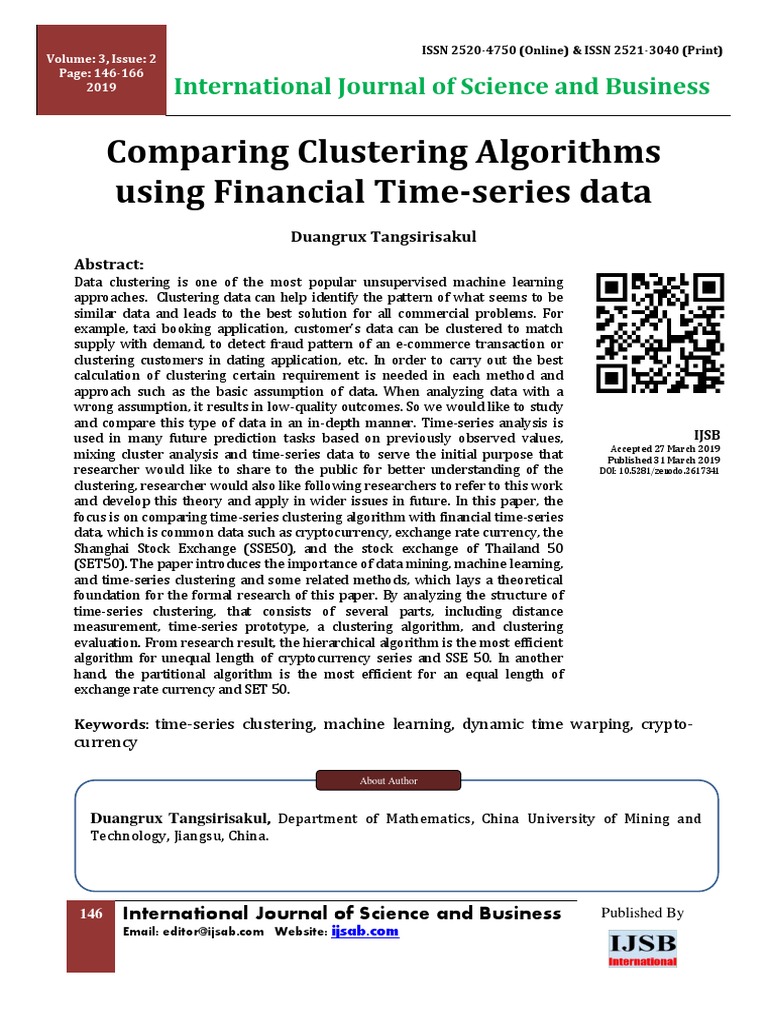 Comparing Clustering Algorithms Using Financial Time-Series Data | PDF | Cluster Analysis | Time ...