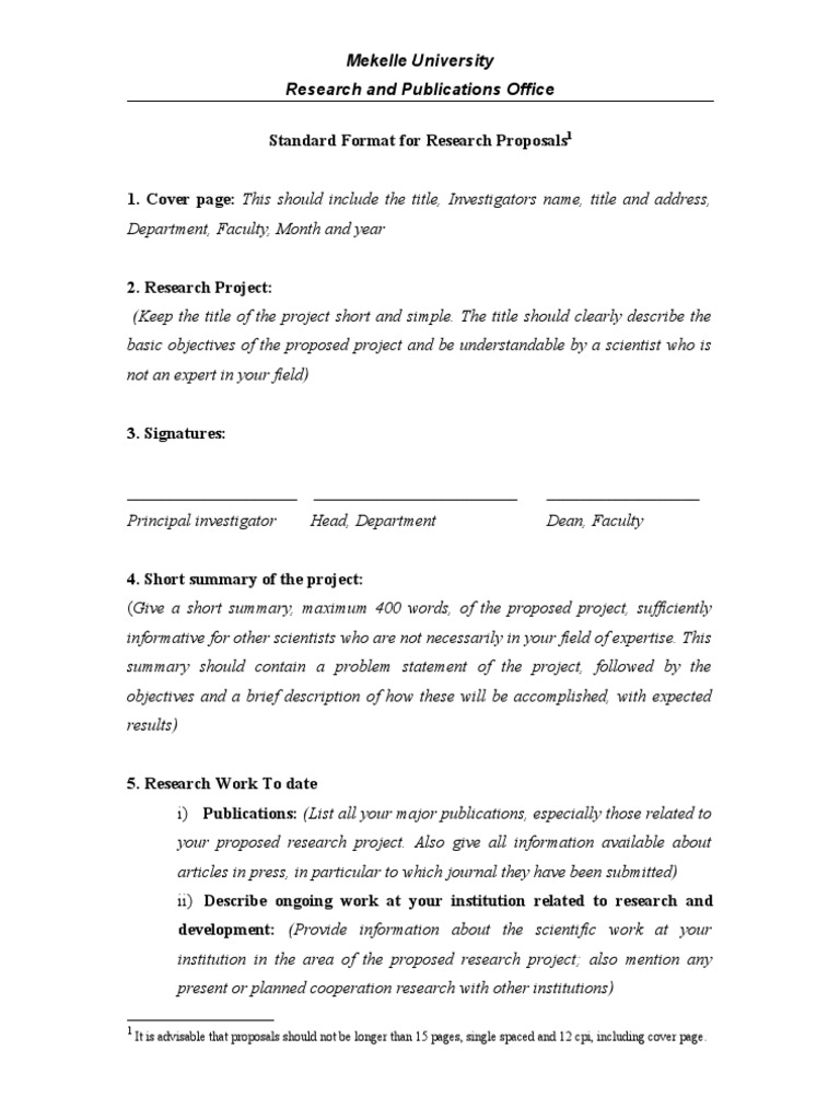Standard Format For Research Proposals | PDF | Experiment | Methodology