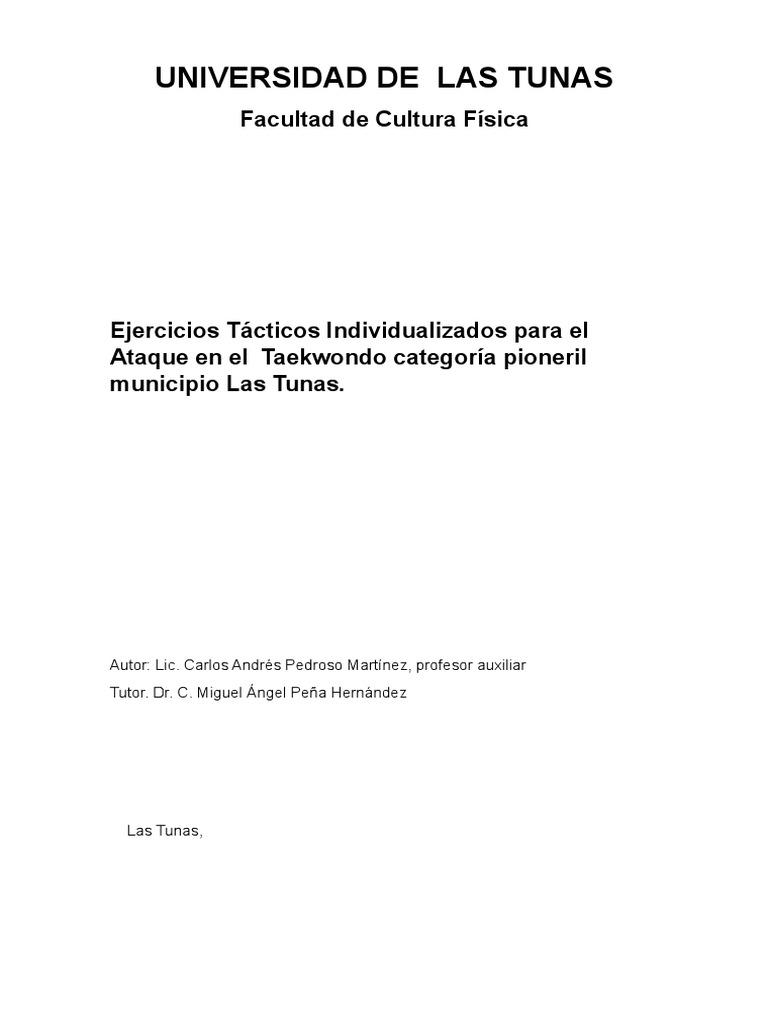 Taekwondo Ejercicios Tacticos Individualizados Ataque | PDF | Taekwondo | Planificación
