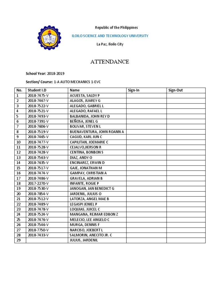 2018-2019 Attendance Records | PDF