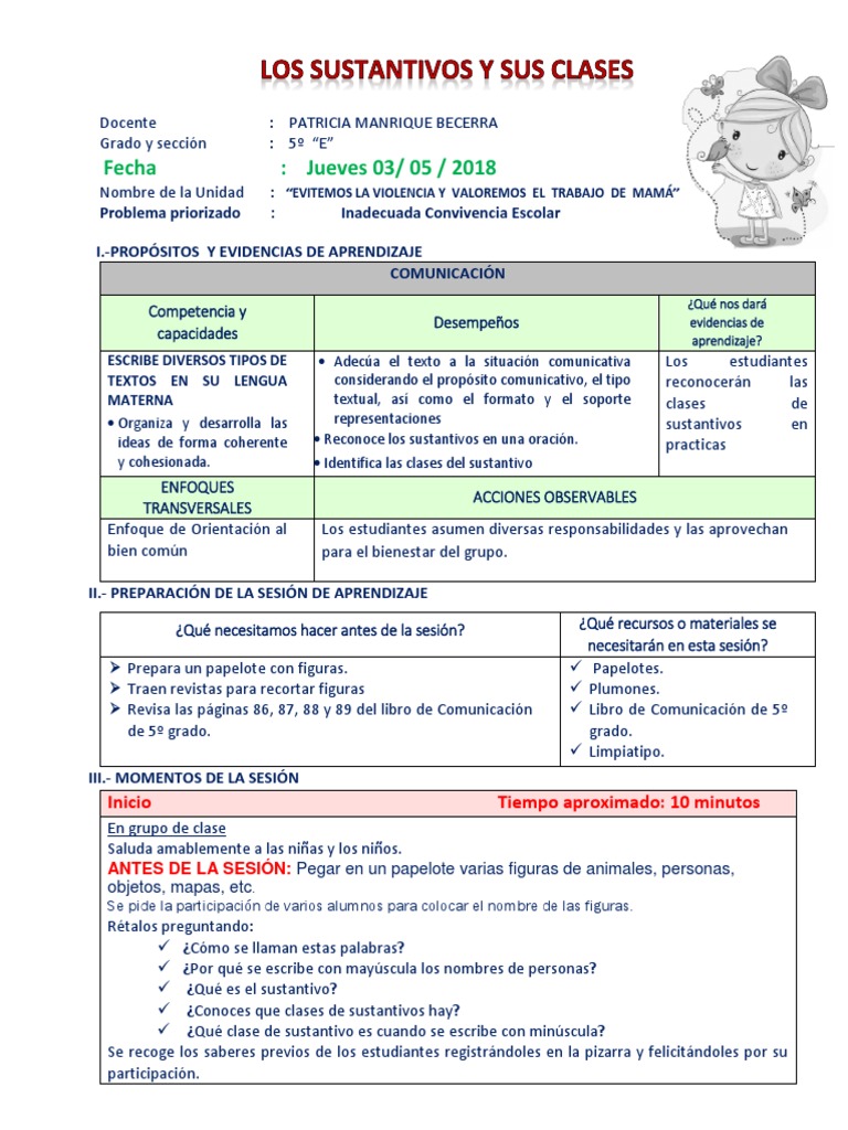 Sesion El Sustantivo y Sus Clases | PDF | Sustantivo | Contaminación