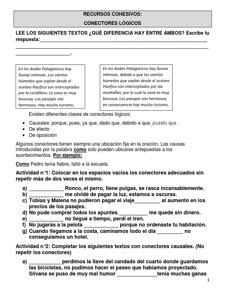 Recursos cohesivos: Conectores lógicos | PDF | Ocio