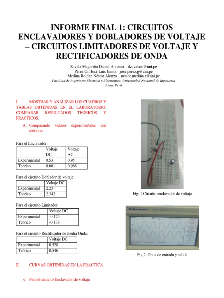 Informe Final de Electronicos 1 | PDF | Rectificador | Diodo