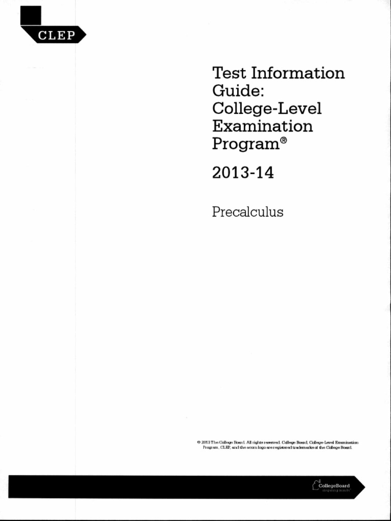 CLEP Pre-Calculus Practice Test 2 PDF | PDF | Trigonometric Functions ...