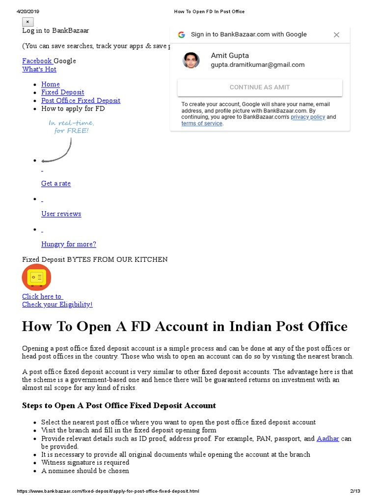 How To Open FD in Post Office | Download Free PDF | Financial Services ...