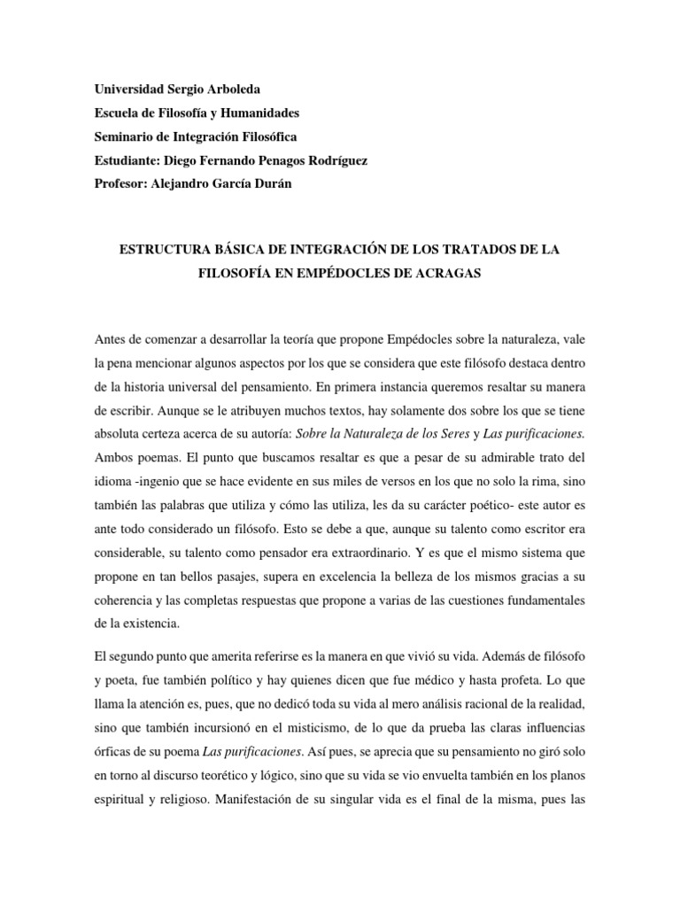 Empédocles | PDF | Epistemología | Metafísica