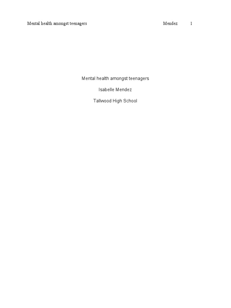 Mental Health Amongst Teenagers | PDF | Grief | Psychological Trauma