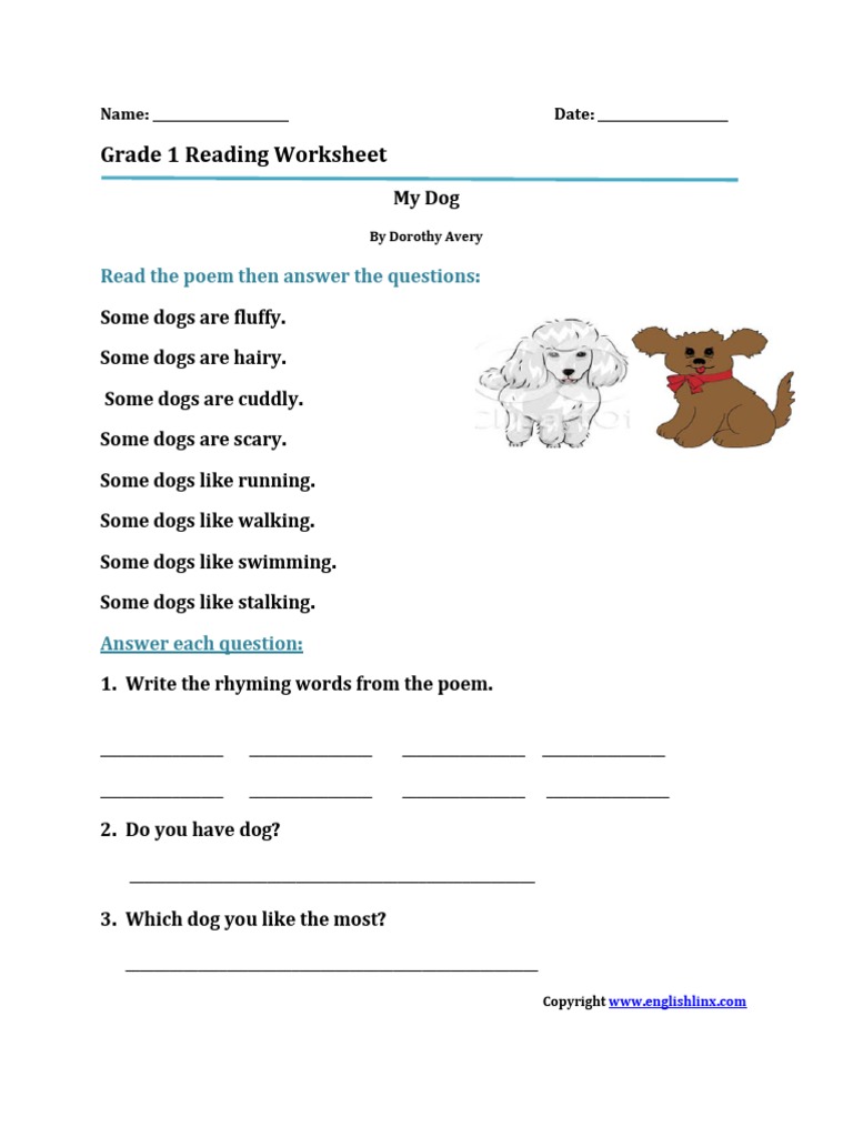 My Dog 1st Grade Reading | PDF