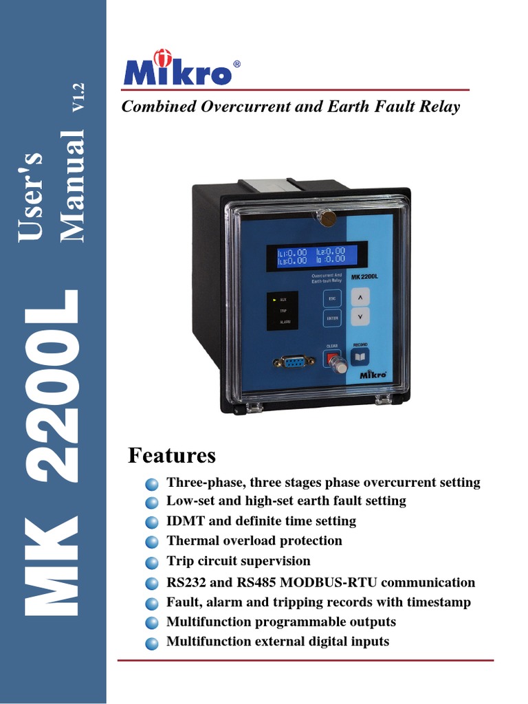 MK2200L Manual | PDF | Relay | Menu (Computing)