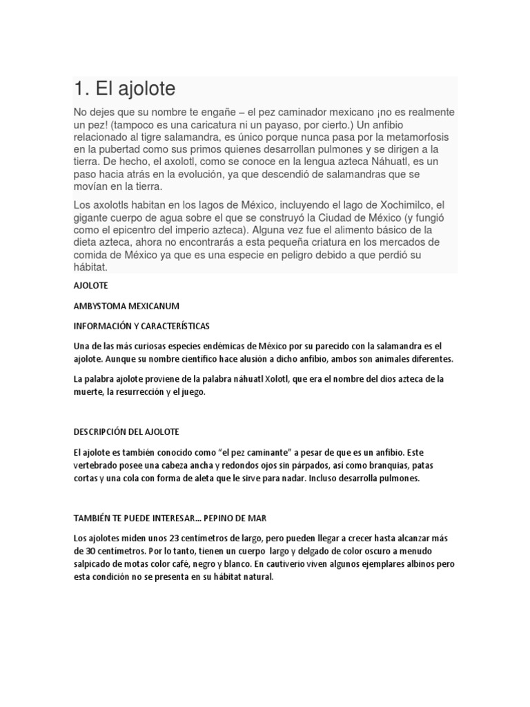 El Ajolote | PDF | Organismos | Naturaleza