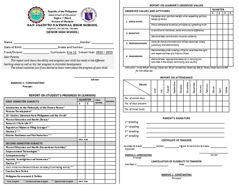 Shs Sample Gas12 Card - Docx New | PDF | Value (Ethics) | Learning