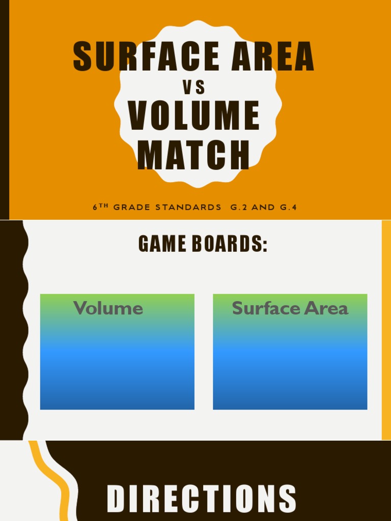 Surface Area vs Volume Game for 6th Grade | PDF