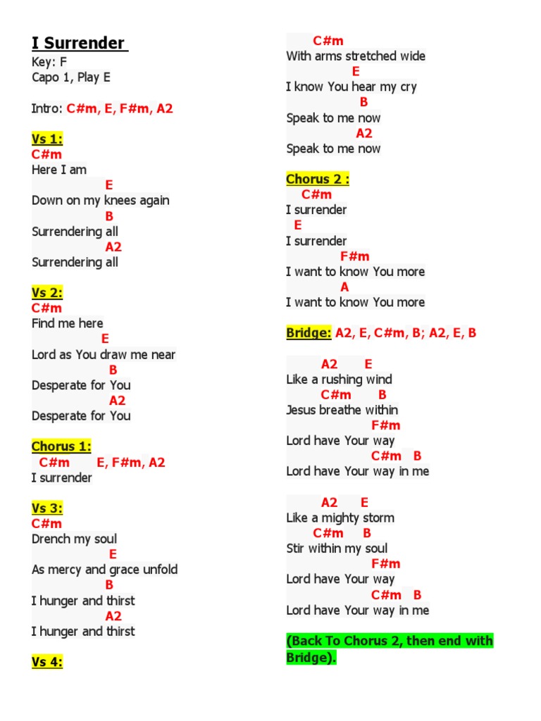 I Surrender: Vs 1: Chorus 2 | PDF